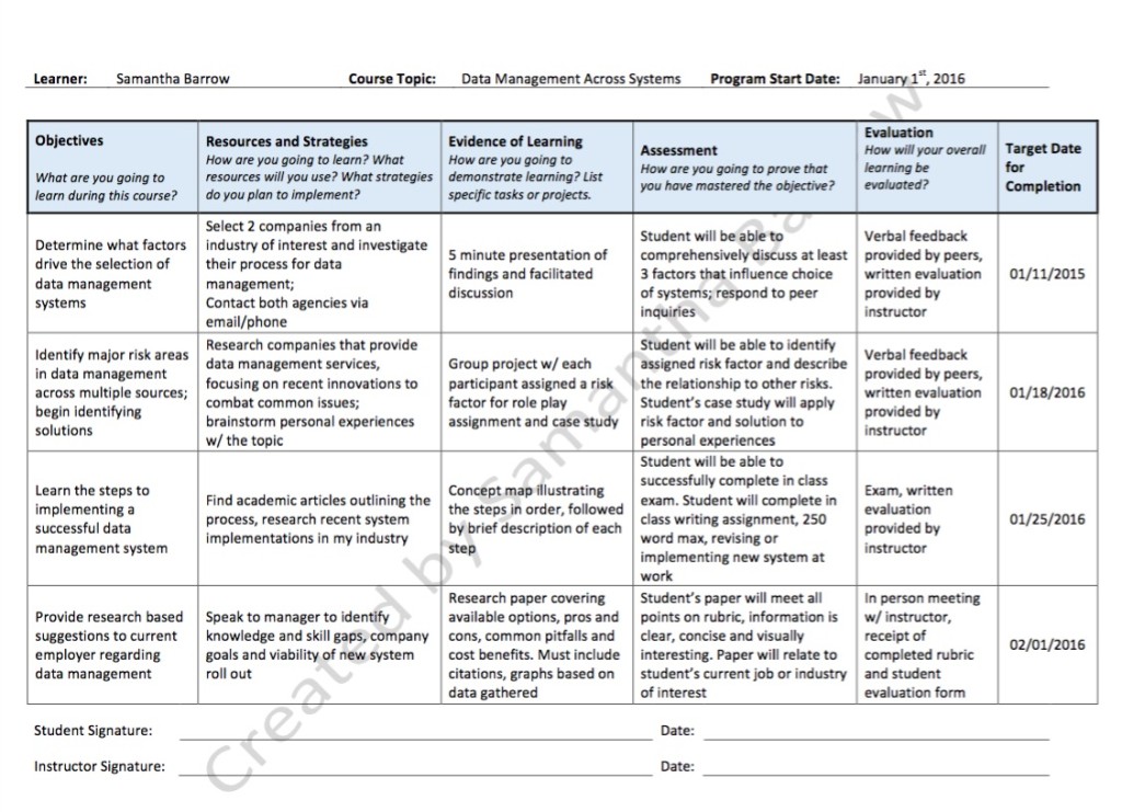 Using Learning Contracts to Facilitate Success – Learn. Grow. Expand.